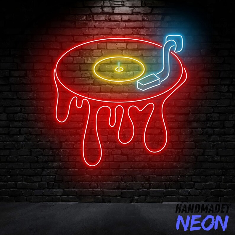 Record Disc Dripping Neon Sign, Vinyl Dripping Led Sign, Record Music ...
