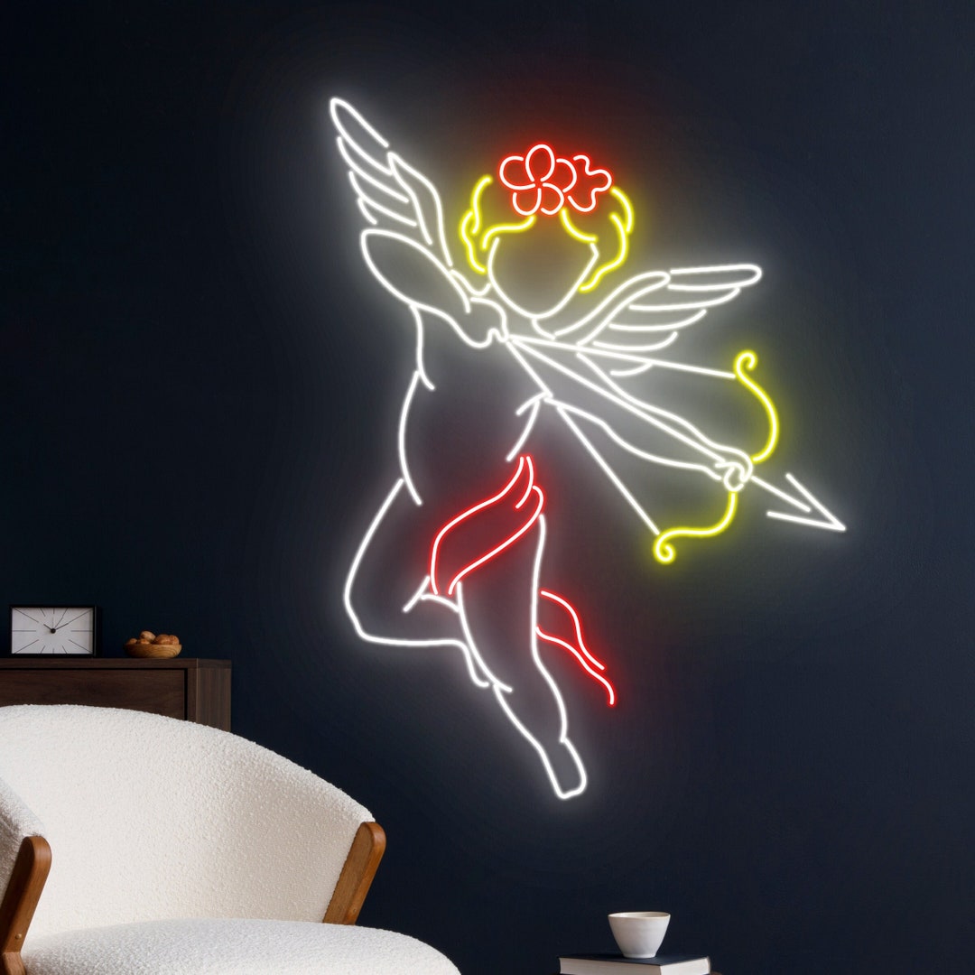 Cupid Neon Sign, Cupid Led Sign, Cupid Angel Led Light, Fairy Cherub ...