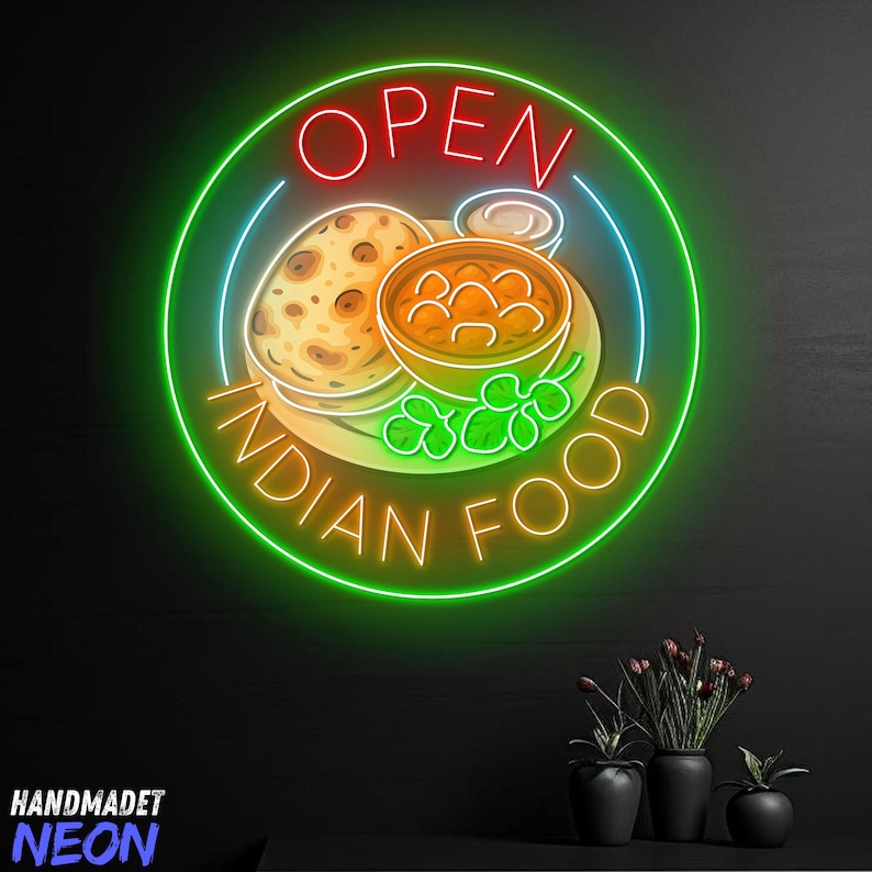 Indian Food Neon Sign, Open Food Neon Sign Custom Wall Light for Indian ...