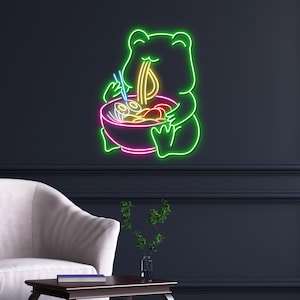 Frog Eating Ramen Neon Sign, Frog Led Sign, Cute Frog Wall Led Lights ...
