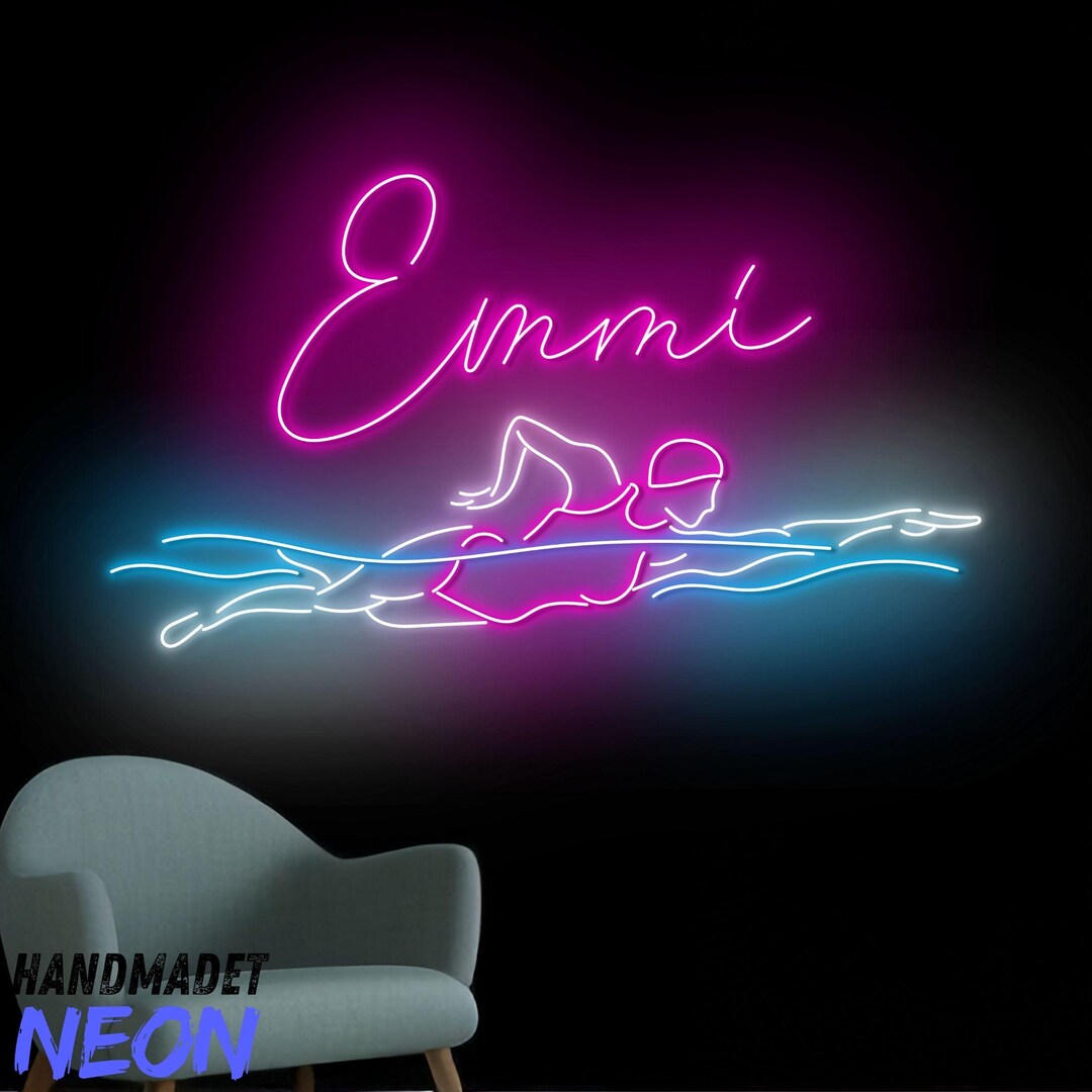 Woman Swimmer Neon Sign, Swimmer Name Led Sign, Swimming Neon Light ...