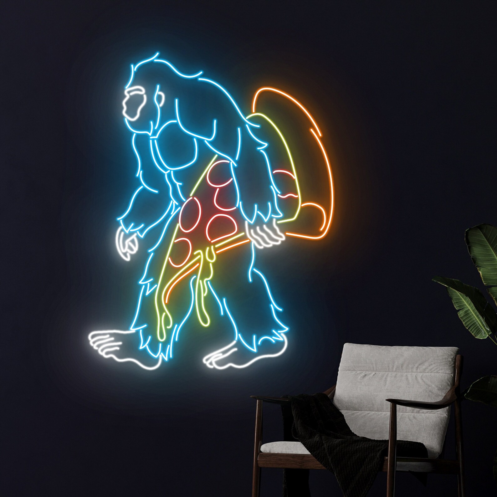 Pizza Bigfoot Neon Sign, Sasquatch Pizza LED Sign, Italian Pizza Neon ...