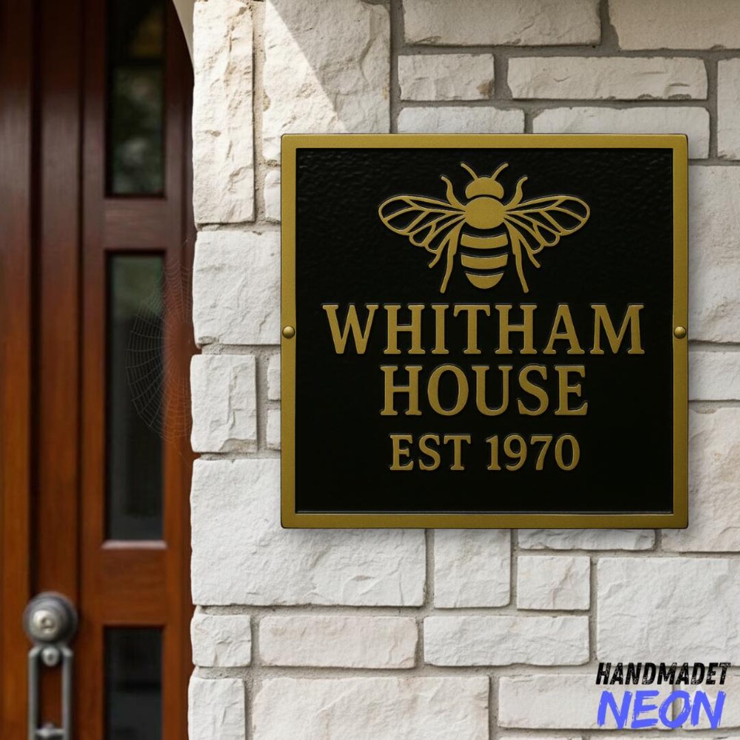Custom Bee House Plaque – Personalized Outdoor Address Sign With Insect ...