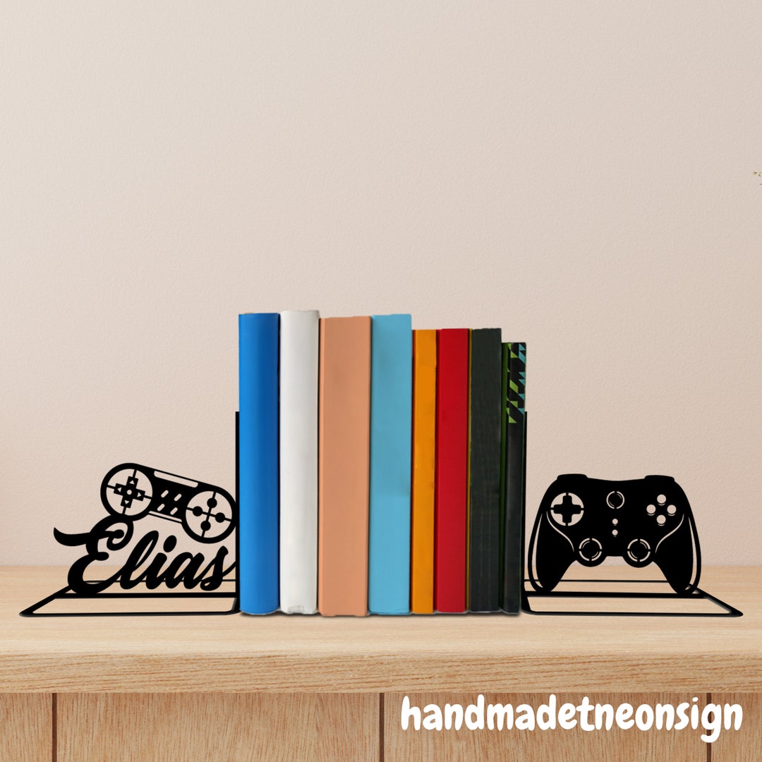 Custom Game Metal Bookends Gamer Name Bookend, Gamepad Table Sign, Game ...