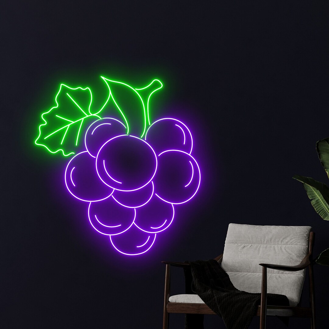 Grape Neon Sign, Grapes Led Sign, Grape Fruit Neon Light, Fruit Led ...