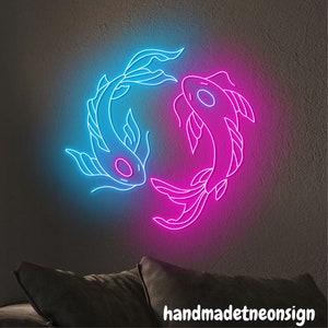 Koi Fish Neon Sign, Koi Fish Led Sign, Custom Fish Neon Light, Japanese ...
