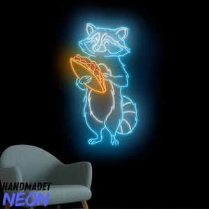 Raccoon Eating Tacos Neon Sign, Tacos Led Sign, Mexican Taco Led Light ...