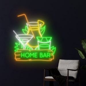 Home Bar Neon Sign, Bar Logo LED Light, Cocktail Wine Bar Neon Light ...