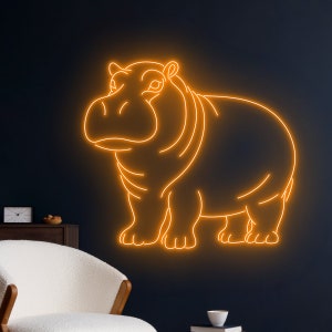 Hippo Neon Sign, Hippopotamus Led Sign, Hippo Animal Led Sign ...