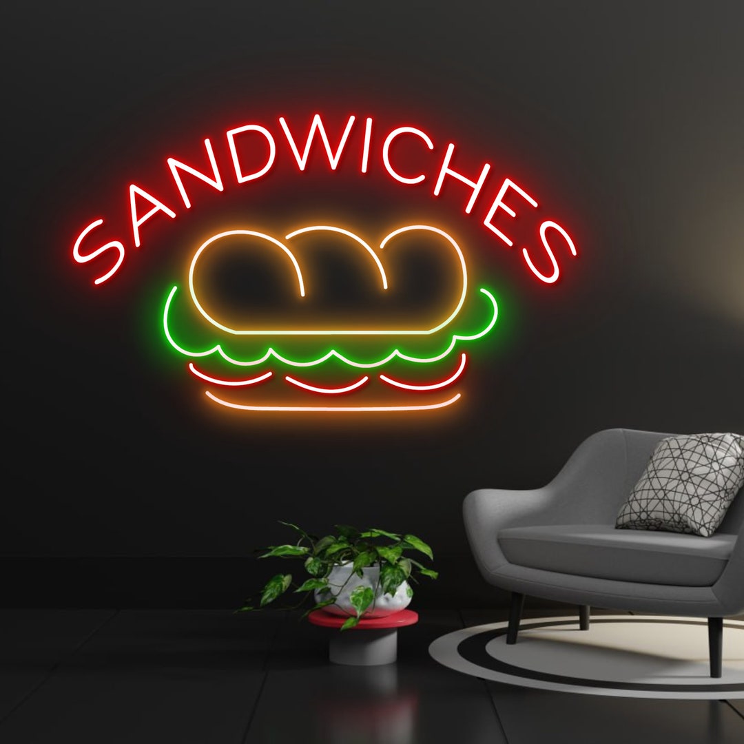 Sandwiches Led Sign, Sandwiches Neon Sign, Wall Decor, Sandwiches Art ...