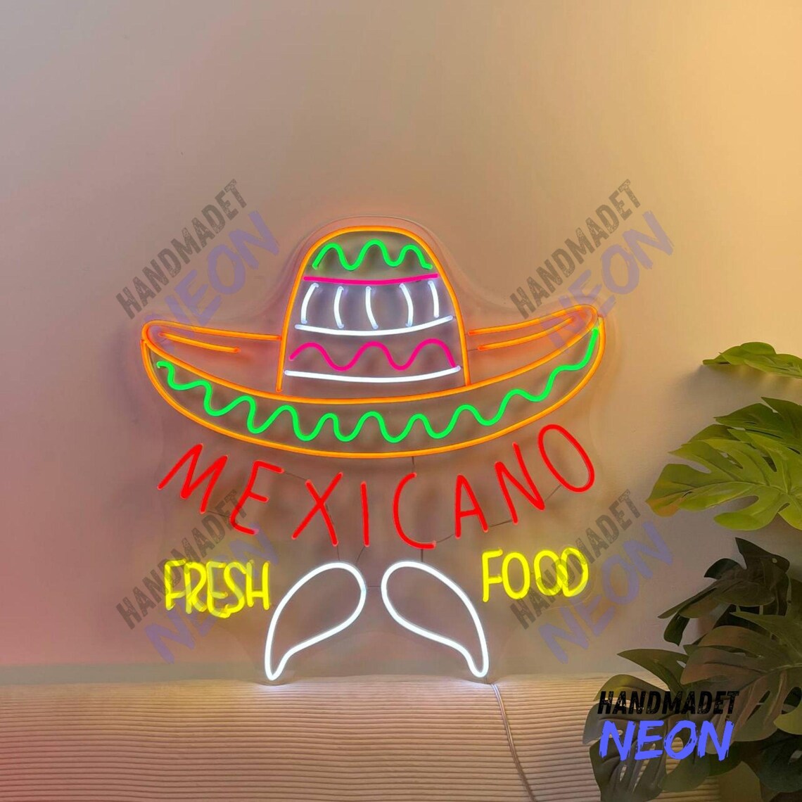 Mexicano Fresh Food Led Sign, Mexican Fresh Food Neon Sign, Wall Decor ...