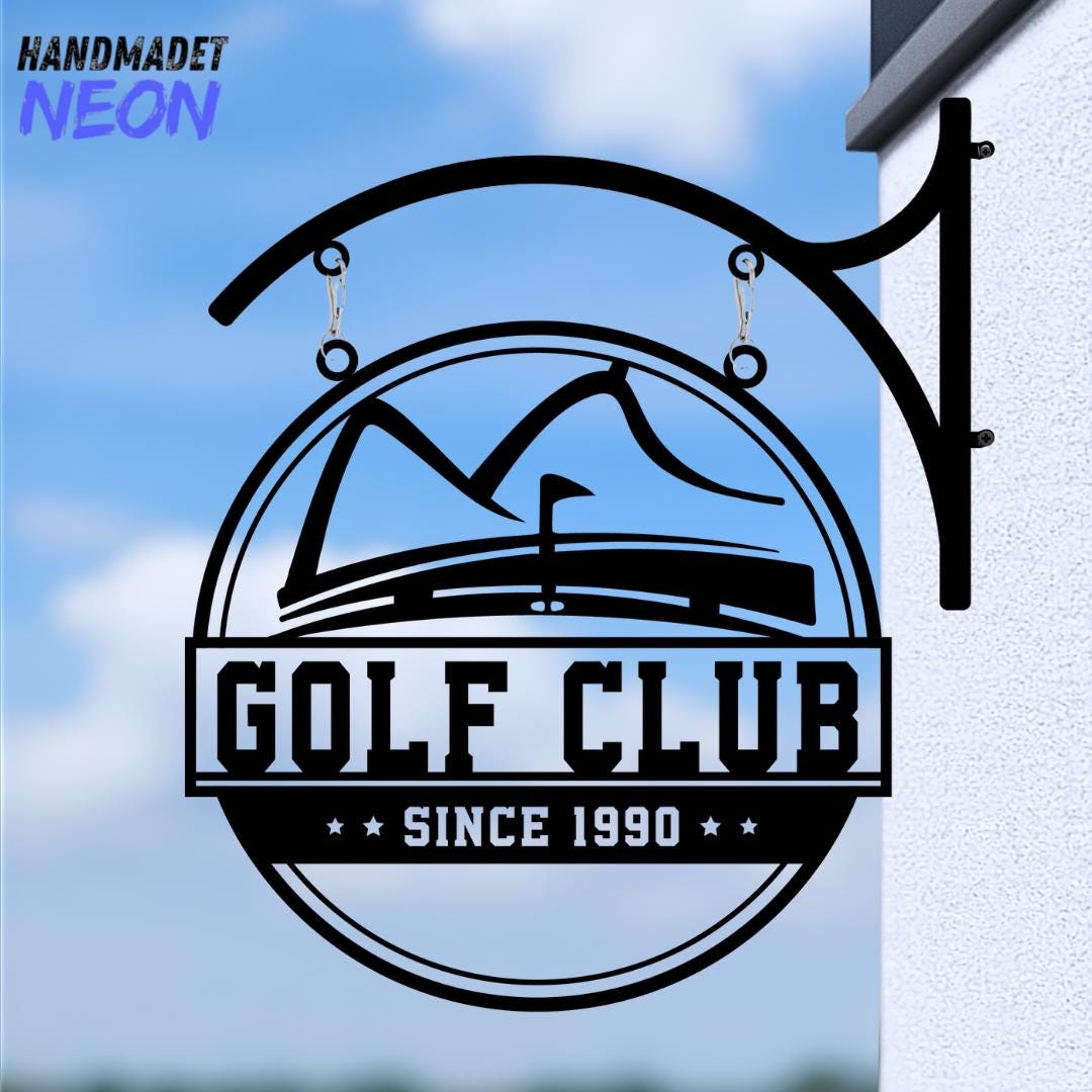 Golfing Metal Hanging Sign: Custom Golf Club Sign, Outdoor Golf Decor ...
