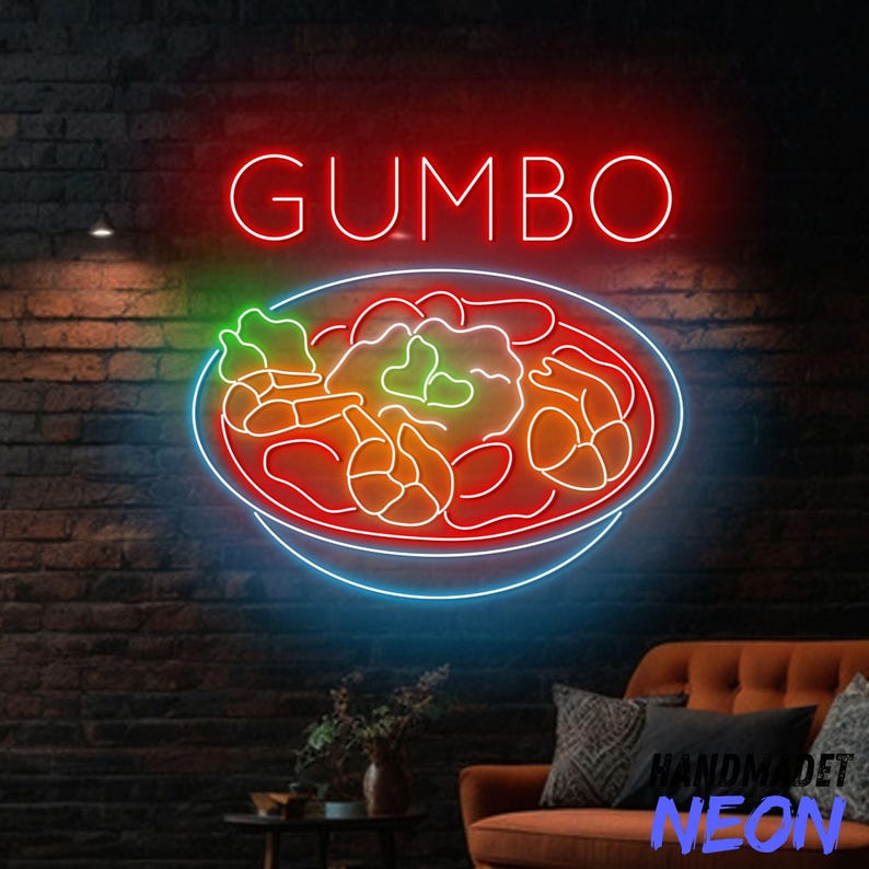 Gumbo Neon Sign, Gumbo Mexico Led Sign, Gumbo Bowl Led Light, Gumbo ...
