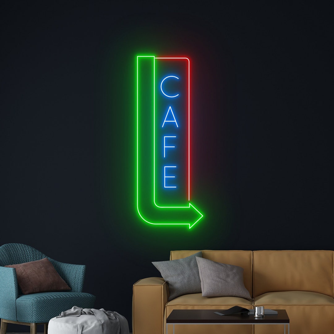 Cafe Led Neon Sign, Cafe Open Led Light Sign, Man Cave Neon Sign, Arrow ...
