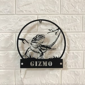 Custom Bearded Dragon Metal Wall Art LED Light - Personalized Lizard ...