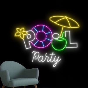 Pool Party Neon Wall Sign, Party Led Wall Light, Event Party Led Wall ...