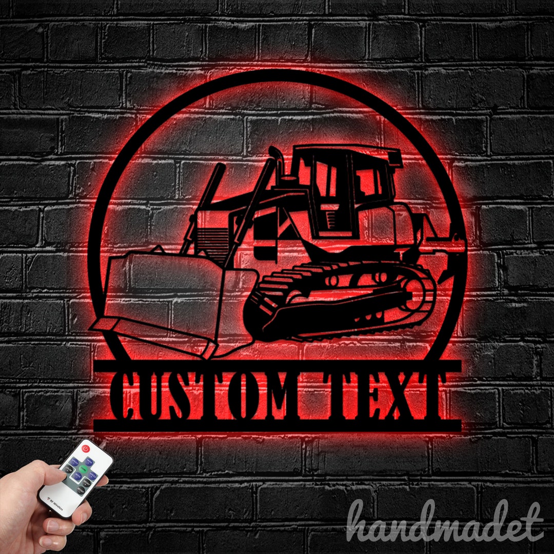 Personalized Bulldozer Metal Wall Sign, Vehicle Metal Wall Light, Truck ...