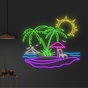 Custom Beach View Neon Sign, Summer Vibe Led Sign, Beach Vacation Led ...
