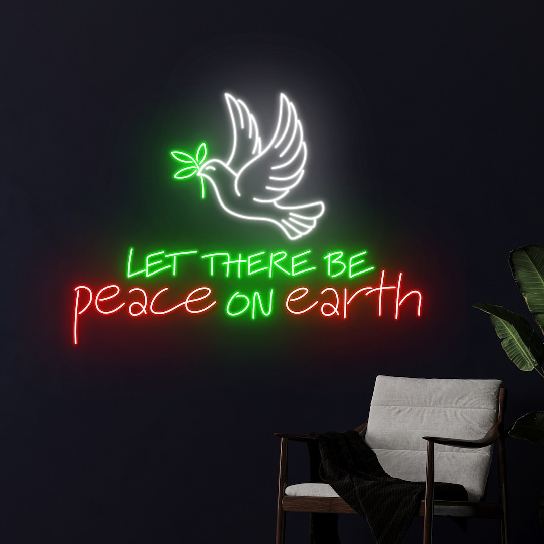 Let There Be Peace on Earth Dove Neon Sign, Flying Pigeon LED Light ...