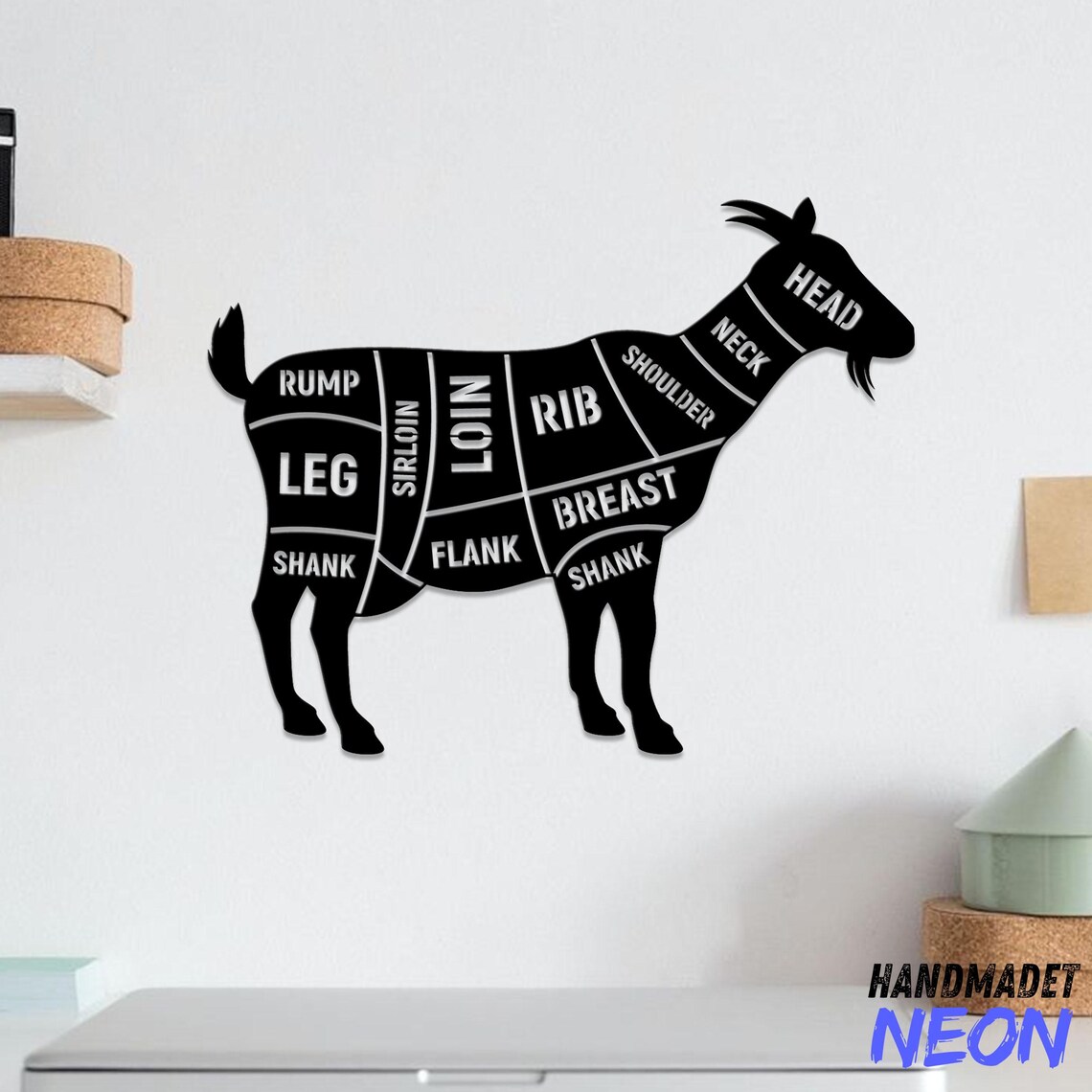 Personalized Goat Butcher Shop Metal Sign, Goat Cuts Metal Light, Goat ...