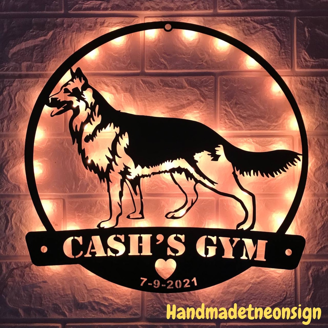 Custom German Shepherd Metal Wall Art LED Light - Personalized Dog GSD ...