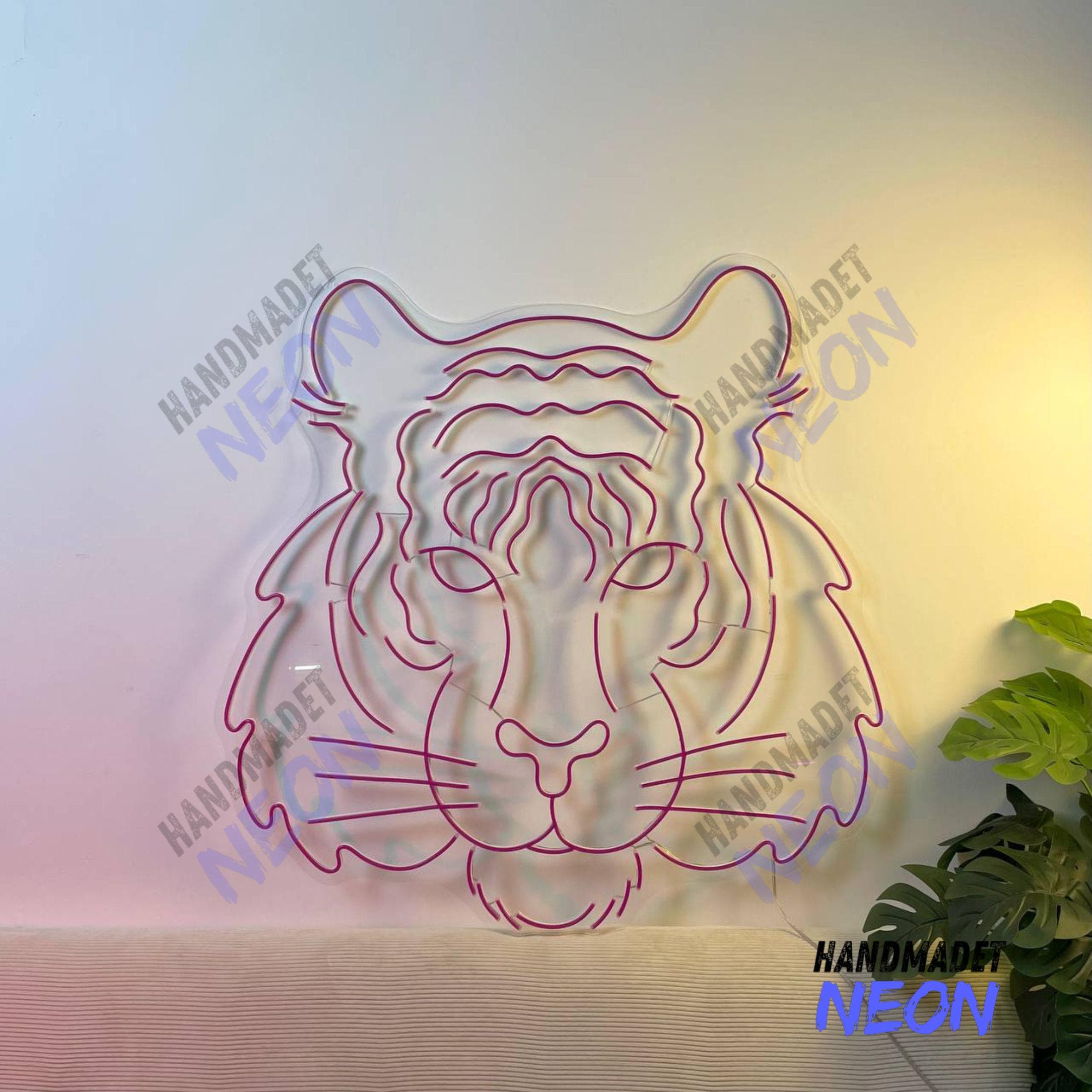 Tiger Line Art Neon Sign, Tiger Led Sign, Tiger Head Led Light, Tiger ...