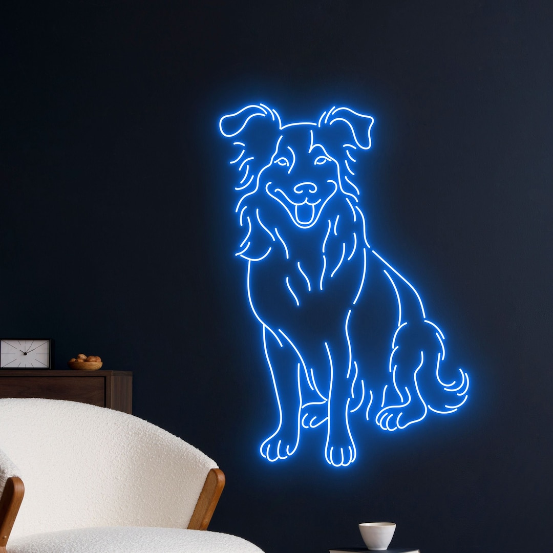 Border Collie Neon Sign, Border Collie Led Light, Border Collie Led ...