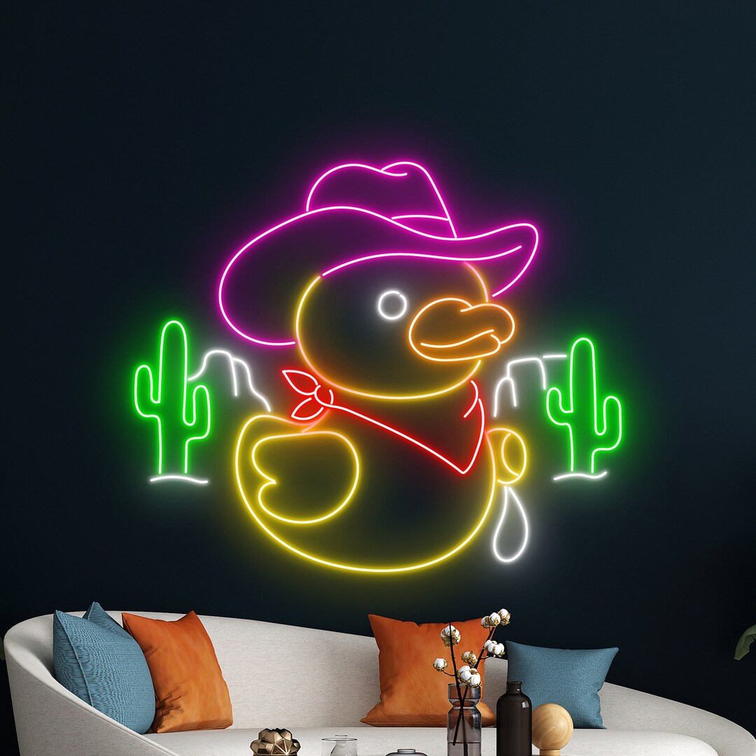 Cowboy Duck Neon Sign, Cowboy Duck Led Sign, Cute Duck Neon Light ...