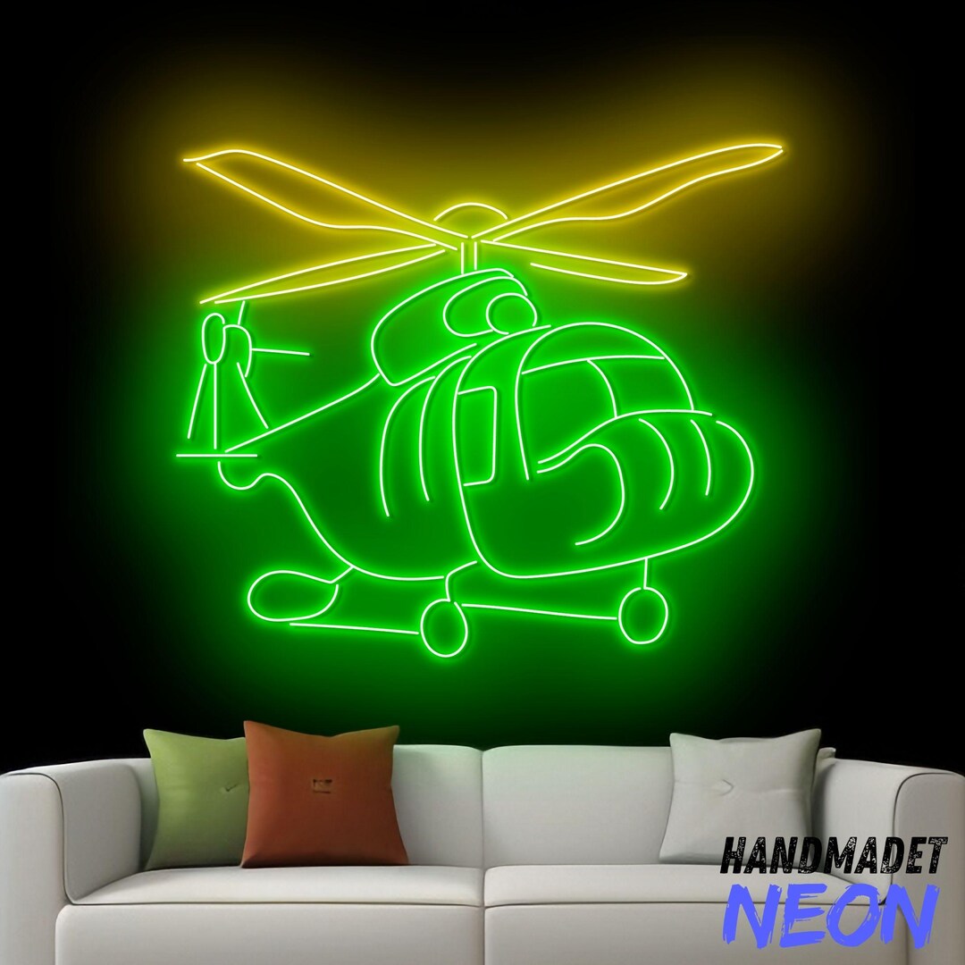 Helicopter Neon Sign, Airplane Led Sign, Airplane Neon Light, Travel ...