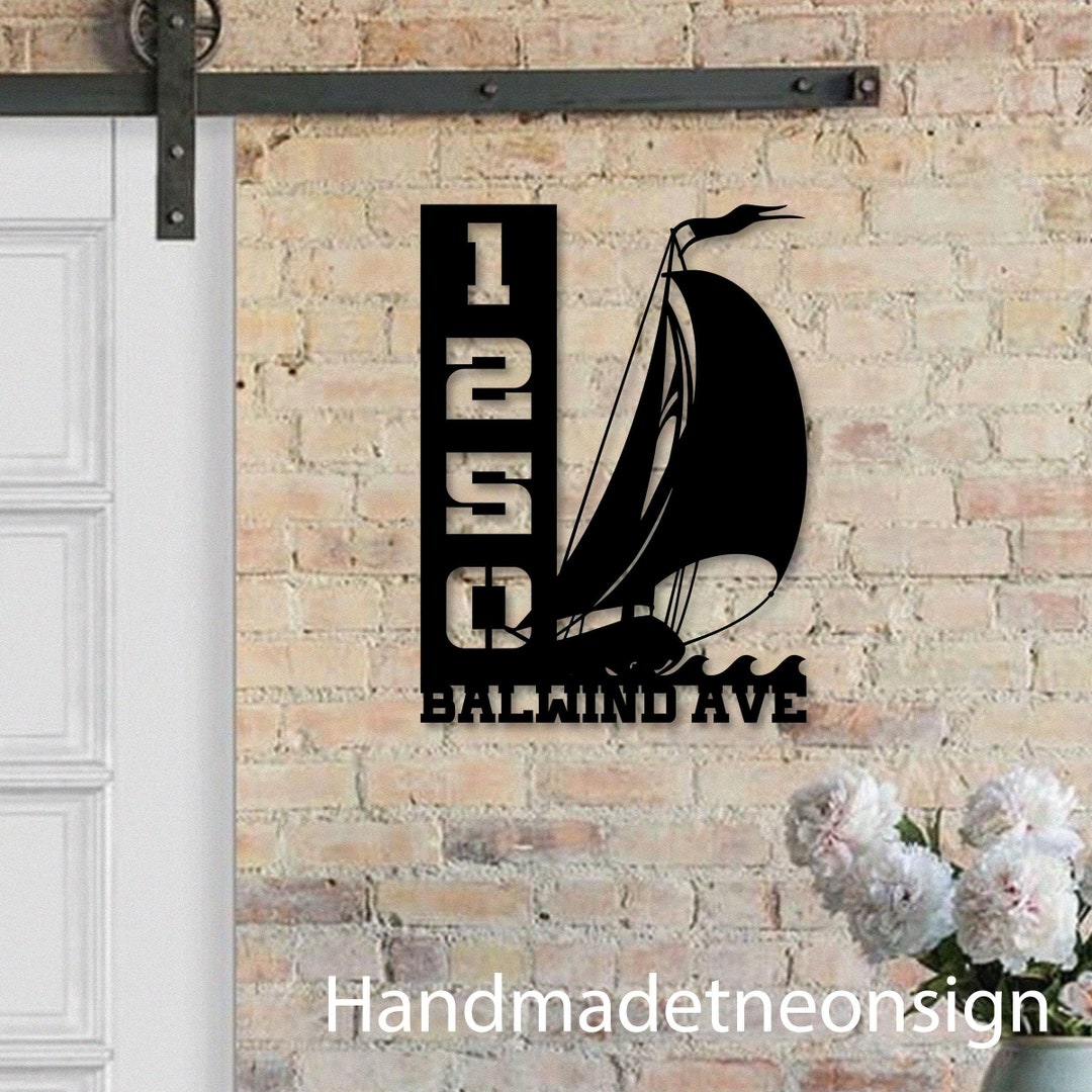 Personalized Sailboat House Number, Boat Home Number Metal Wall Sign ...