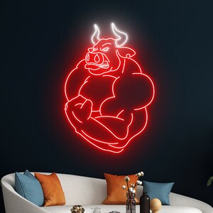 Bull Neon Sign, Bull Neon Light, Buffalo Led Sign, Buffalo LED Light ...