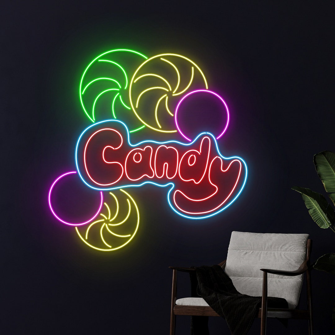 Candy Neon Sign, Candy Led Sign, Lollipop Candy Neon Light, Candy Stick ...