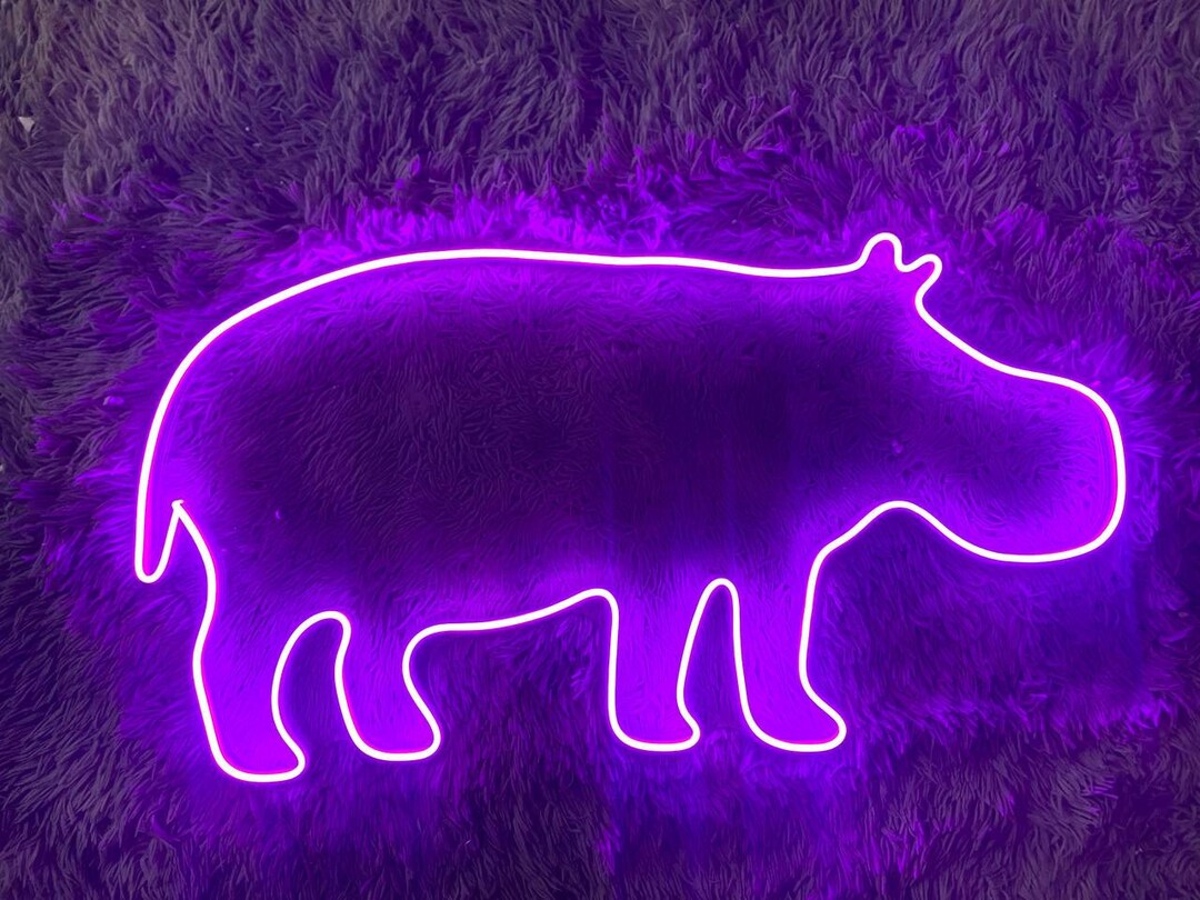 Hippo Neon Sign, Hippo Dog Led Sign, Hippo Led Sign, Custom Neon Sign ...