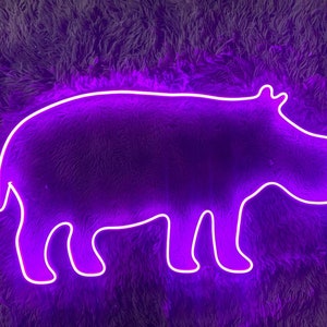 Hippo Neon Sign, Hippo Dog Led Sign, Hippo Led Sign, Custom Neon Sign ...