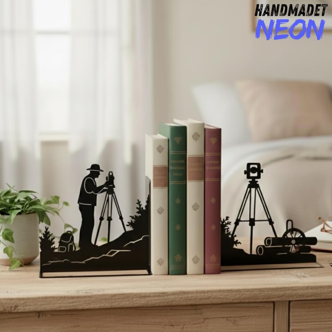 Personalized Surveyor Bookends Metal Sign, Custom Name Book Ends With ...