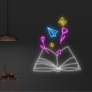 Custom Magic Book Neon Sign, Open Book LED Light, Book Lover Neon Light ...