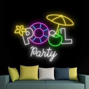 Pool Party Neon Wall Sign, Party Led Wall Light, Event Party Led Wall ...