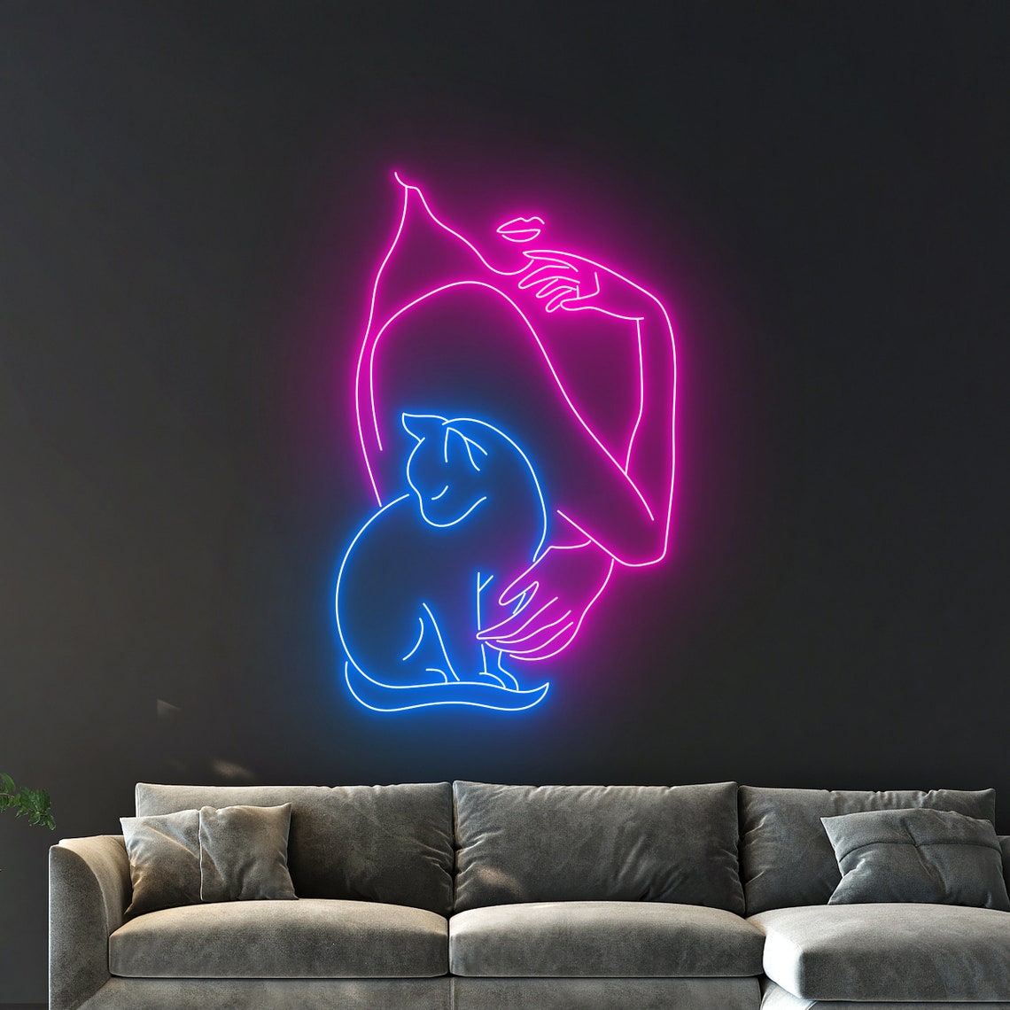 Cat Girl Led Sign, Cat Woman Led Light, Cat Lady Neon Sign, Cat Neon ...