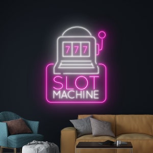 777 Slot Machine Neon Sign, Lucky Slot Machine Led Sign, Game Player ...