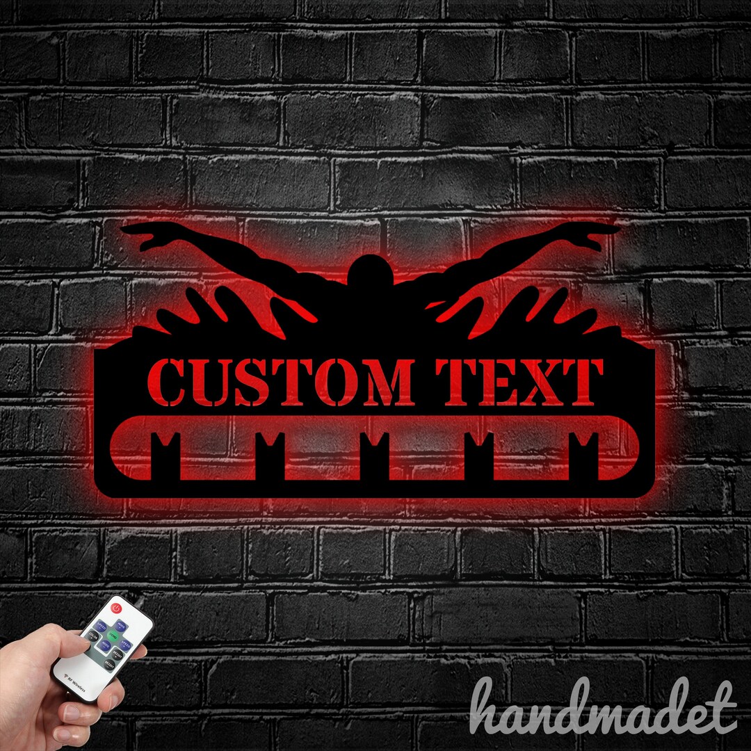 Custom Swimmer Metal Wall Art LED Light, Swimmer Metal Sign, Swimmer ...