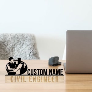Custom Civil Engineer Metal Desk Name Plate, Engineer Metal Job Name ...