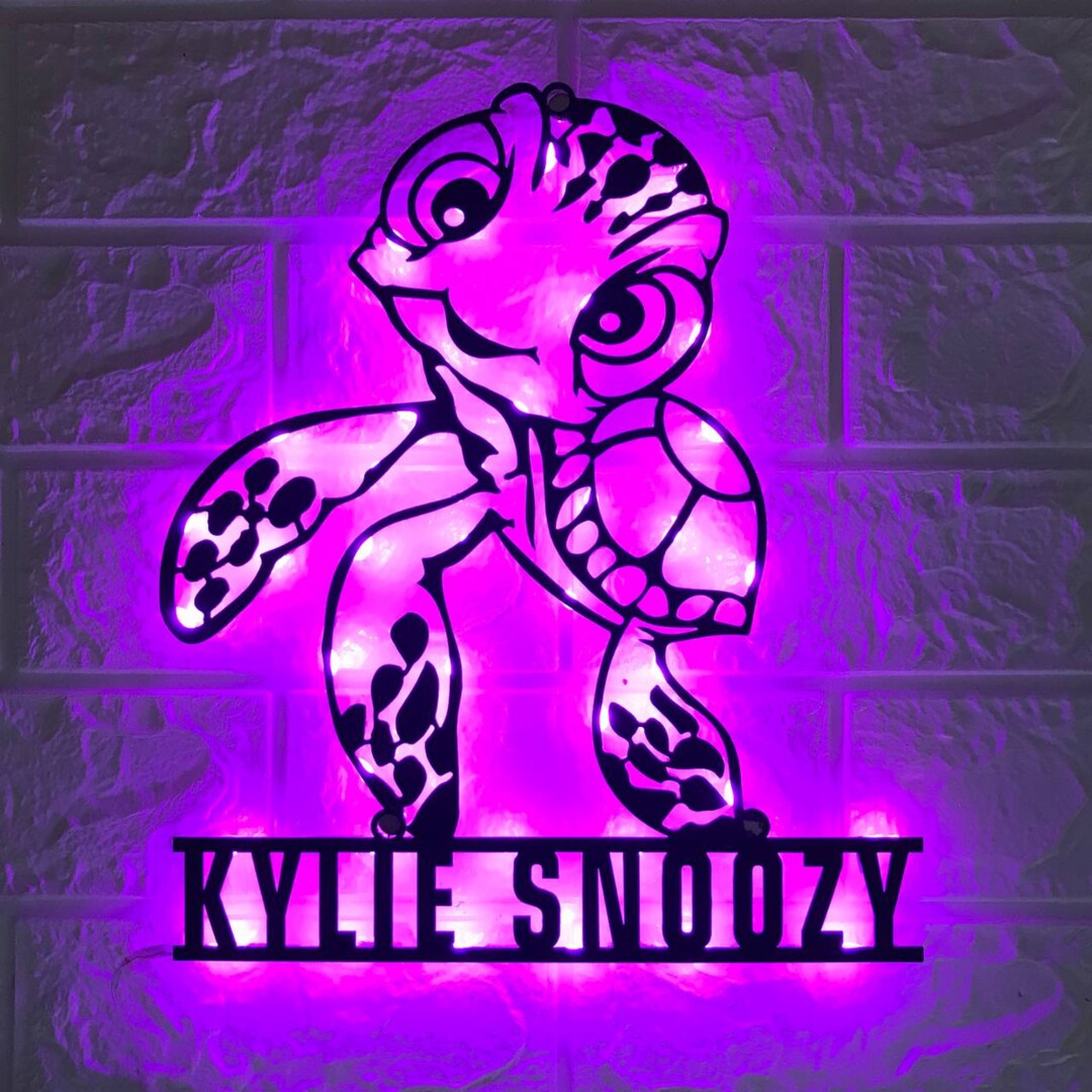 Custom Squirt Sea Turtle Metal Wall Art LED Light - Personalized Marine ...