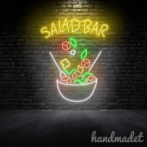 Salad Bar Neon Wall Sign, Salad Fruit Led Wall Light, Salad Food Led ...