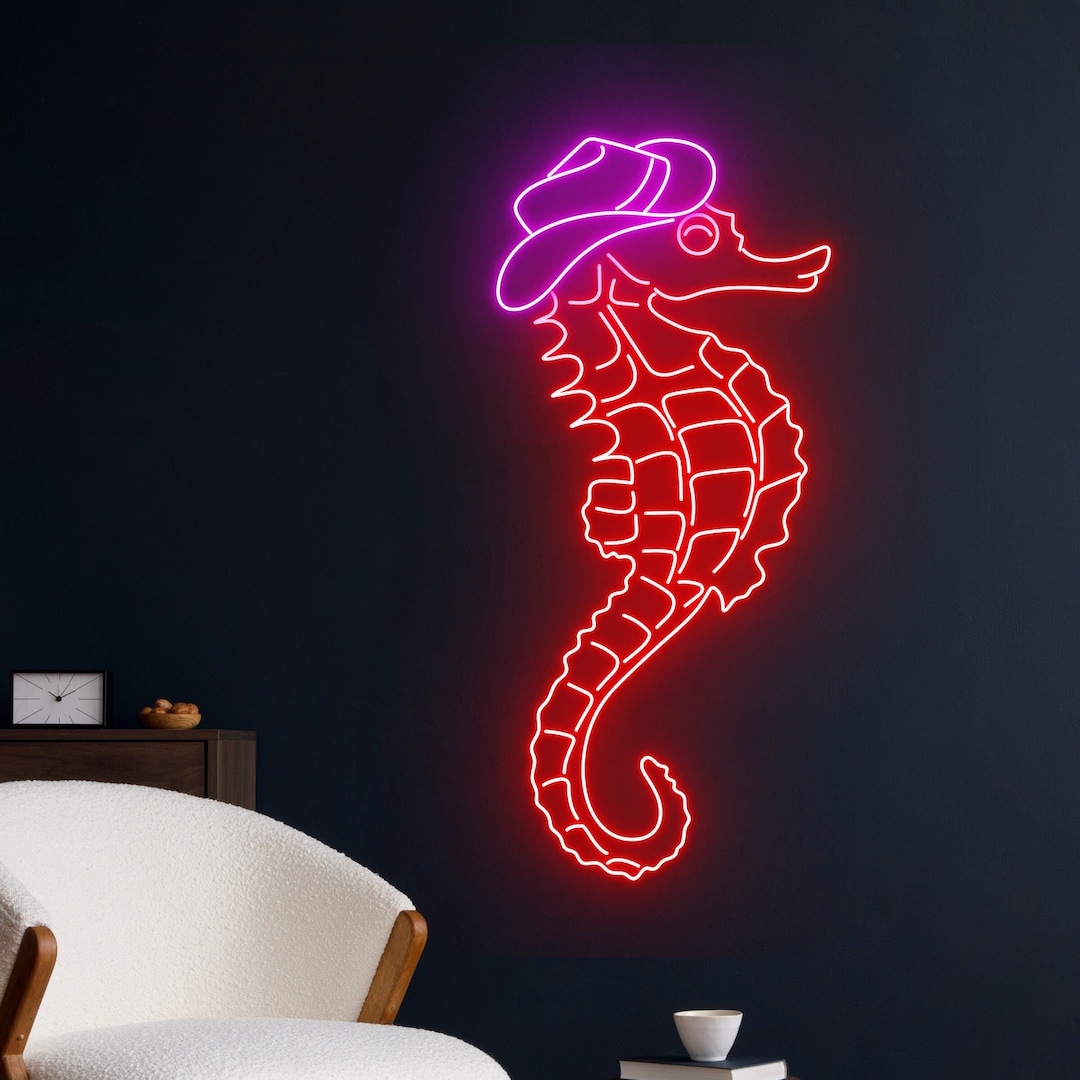 Cowboy Seahorse Neon Sign, Seahorse Cowboy Led Sign, Cowboy Hat ...