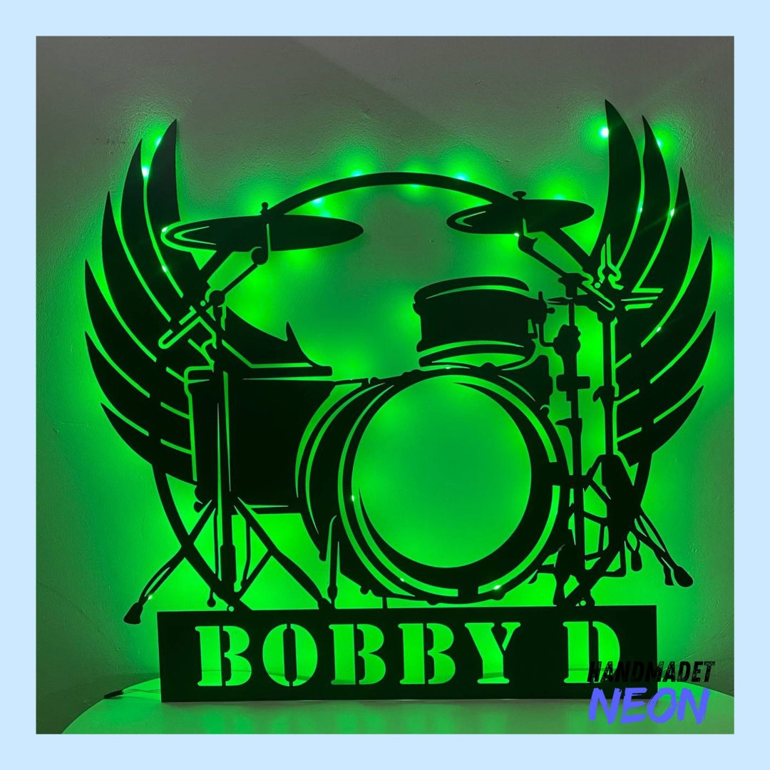 Personalized Drum Metal Sign, Drummer Music Metal Light, Drum Band Led ...