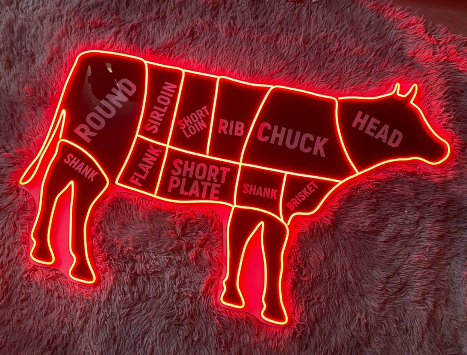 Cow Neon Sign Butcher Shop Led Sign Wall Decor Cow Led - Etsy