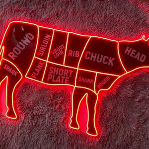 Cow Neon Sign, Butcher Shop Led Sign, Wall Decor, Cow Led Light, Custom ...