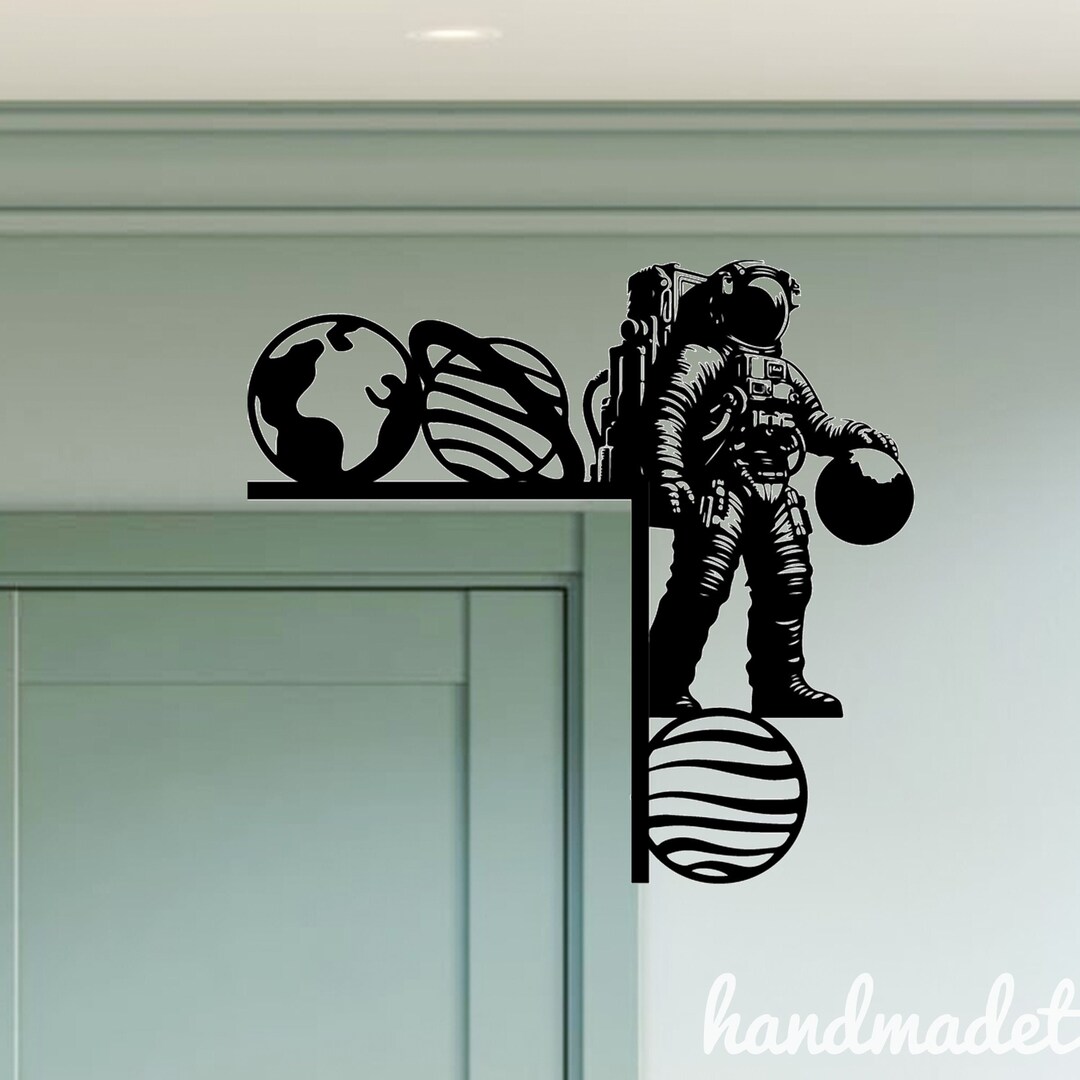 Personalized Astronaut Door Corner Sign, Planet Metal Door Topper ...