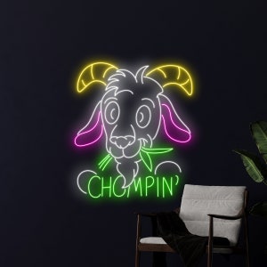 Goat Chompin Neon Sign, Goat Led Sign, Goat Chompin Led Light, Goat ...