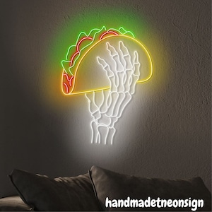 Skeleton Tacos Neon Sign, Taco Led Sign, Mexico Tacos Led Light, Tacos ...
